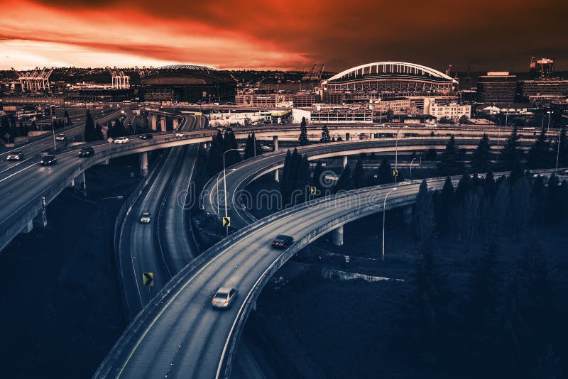 Seattle Highways Intersection Stock Image - Image of destination ...