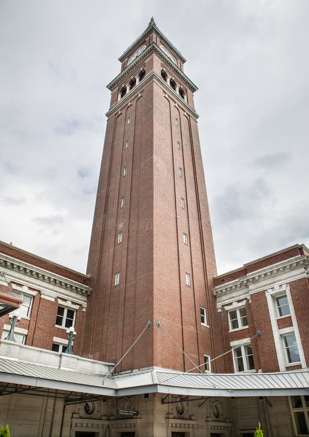 Seattle King Street Train Station Stock Image - Image of clock ...