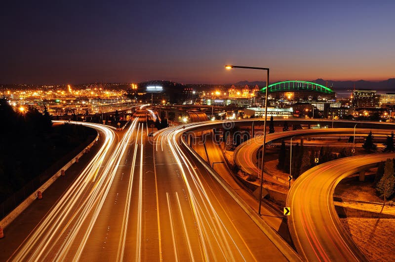 Seattle at light speed stock photo. Image of traffic - 10390144