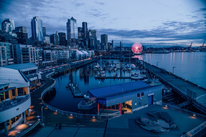 Seattle Marina stock image. Image of panorama, pier - 109266707