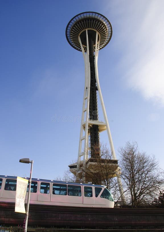 Seattle Monorail & Space Needle Editorial Photo - Image of museums ...