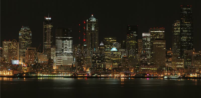 Seattle at Night stock photo. Image of buildings, architecture - 1874020