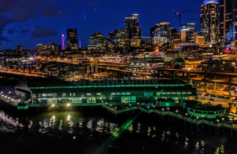 Seattle at night stock photo. Image of puget, nightlife - 640412