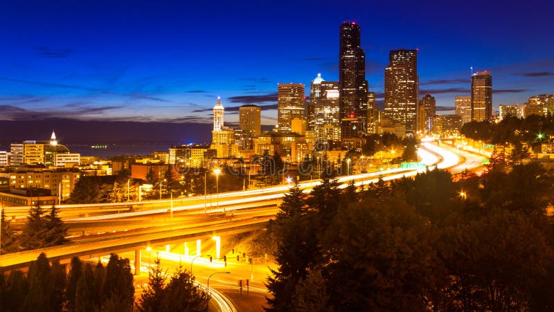 Seattle Night City Skyline stock photo. Image of seattle - 33561658