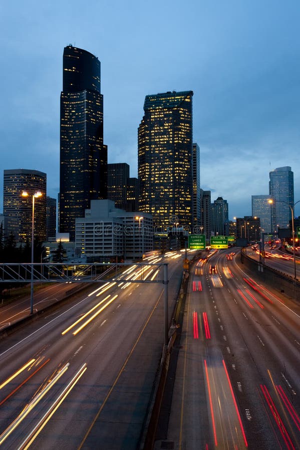 Seattle at Night stock image. Image of lights, commuting - 44896267