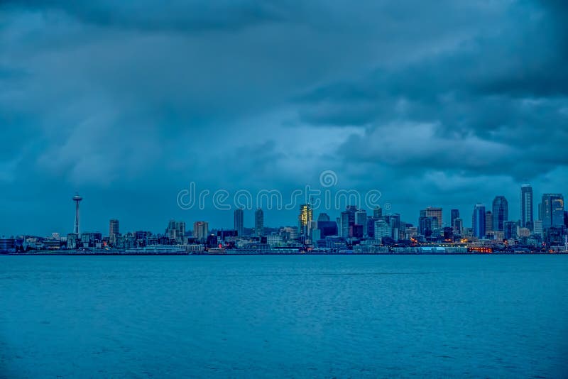 Seattle Night HDR editorial photography. Image of northwest - 65267152