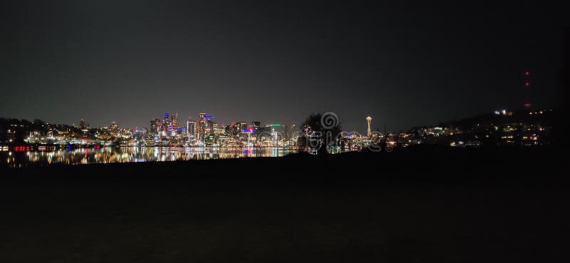 Seattle at night stock photo. Image of puget, nightlife - 640412
