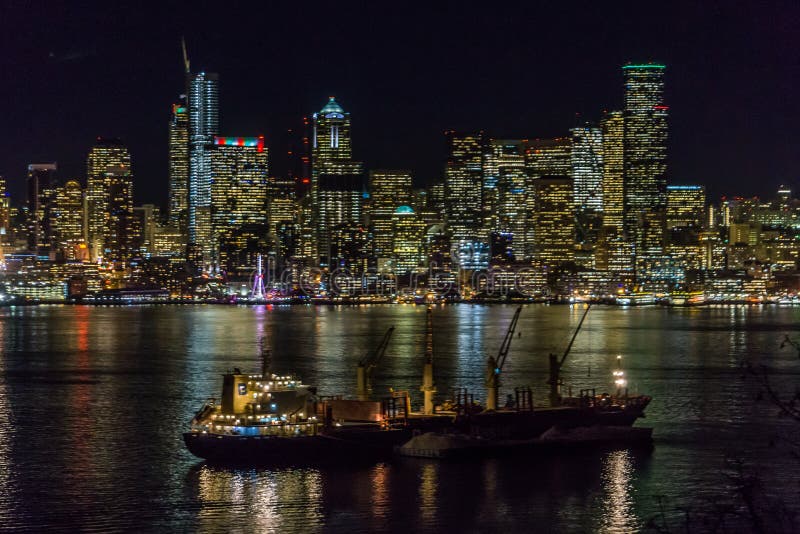 Seattle Night Lights 3 stock image. Image of travel - 167499707