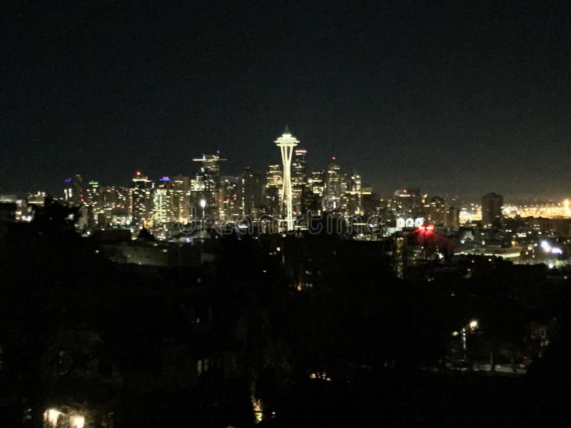 Seattle Night Spaceneedle Space Needle Amazing City Sky Stock Image ...