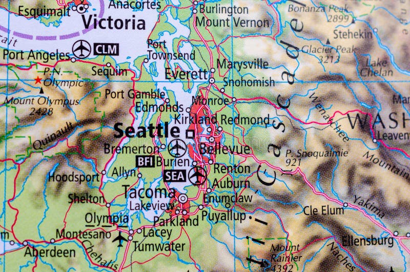 Seattle no mapa imagem de stock. Imagem de cidade, explorar - 114074763