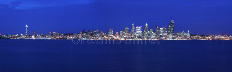 Seattle City Downtown Panoramic Skyline Stock Photo - Image of downtown ...
