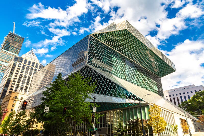 Seattle Public Library Central Library Editorial Photography - Image of ...