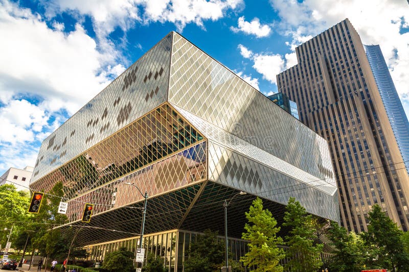 Seattle Public Library Central Library Editorial Image - Image of city ...