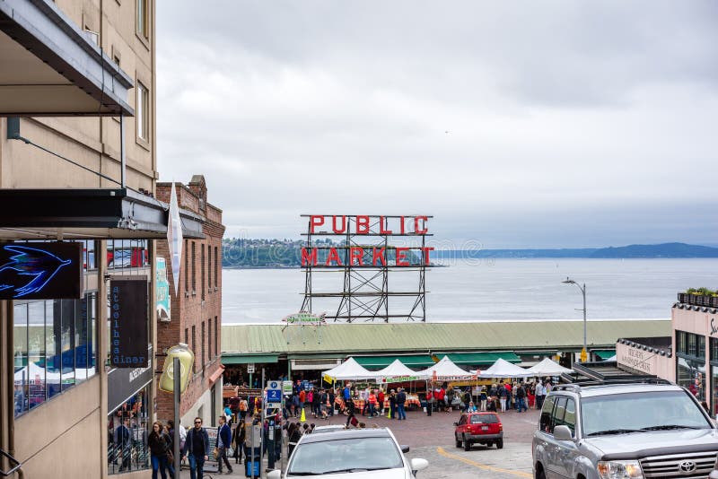 Seattle Public Market editorial image. Image of streets - 42224675