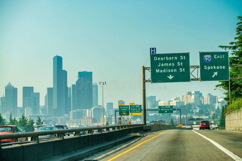 Seattle Road Sign, Washington State Stock Image - Image of structure ...