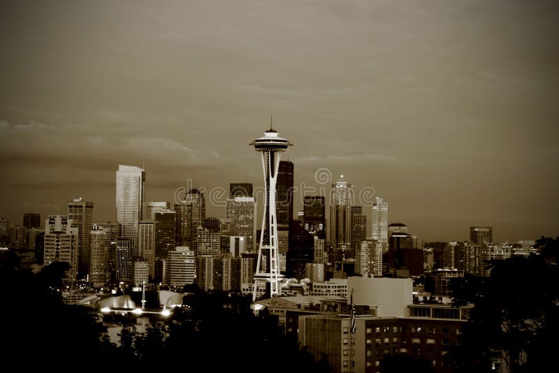 Seattle skyline stock photo. Image of corporate, dusk - 2806628