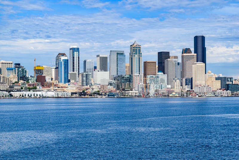 Seattle Skyline editorial photography. Image of boat - 94922697