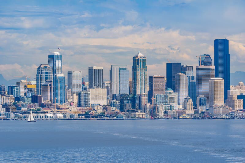 Seattle Skyline stock photo. Image of clouds, beach, skyline - 94919810