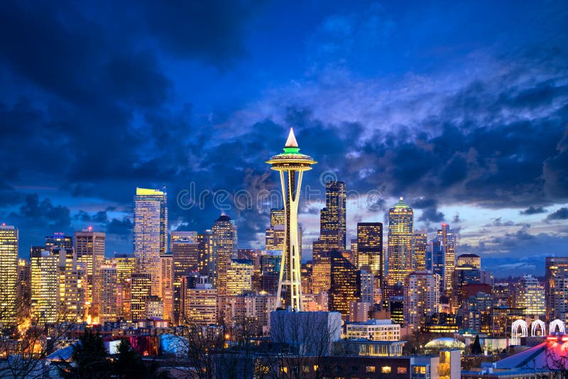 Seattle skyline editorial photo. Image of tower, attraction - 61139306