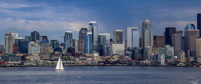 Seattle Skyline and Puget Sound Stock Photo - Image of seattle, skyline ...