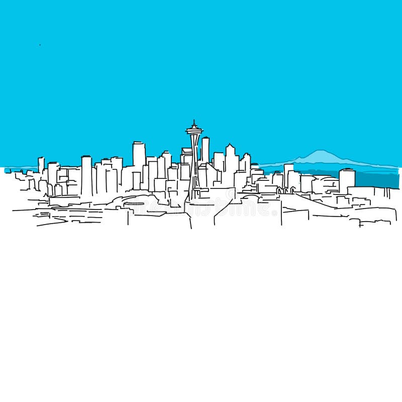 Seattle USA City Sketch Vector Illustration Line Art Stock Illustration ...