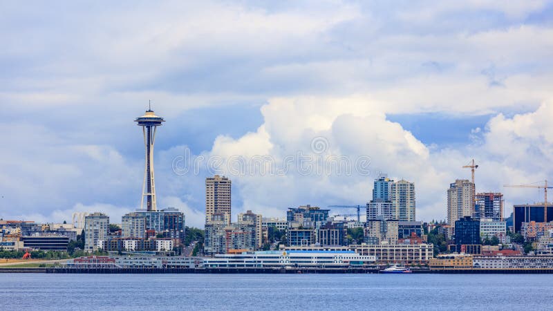 Seattle Skyline Panorama editorial stock image. Image of financial ...