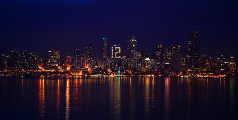 Seattle Skyline for Seahawks Stock Photo - Image of seahawks, bronco ...