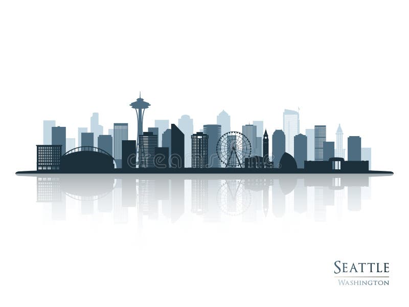 Seattle Skyline Silhouette. Stock Vector - Illustration of black, city ...