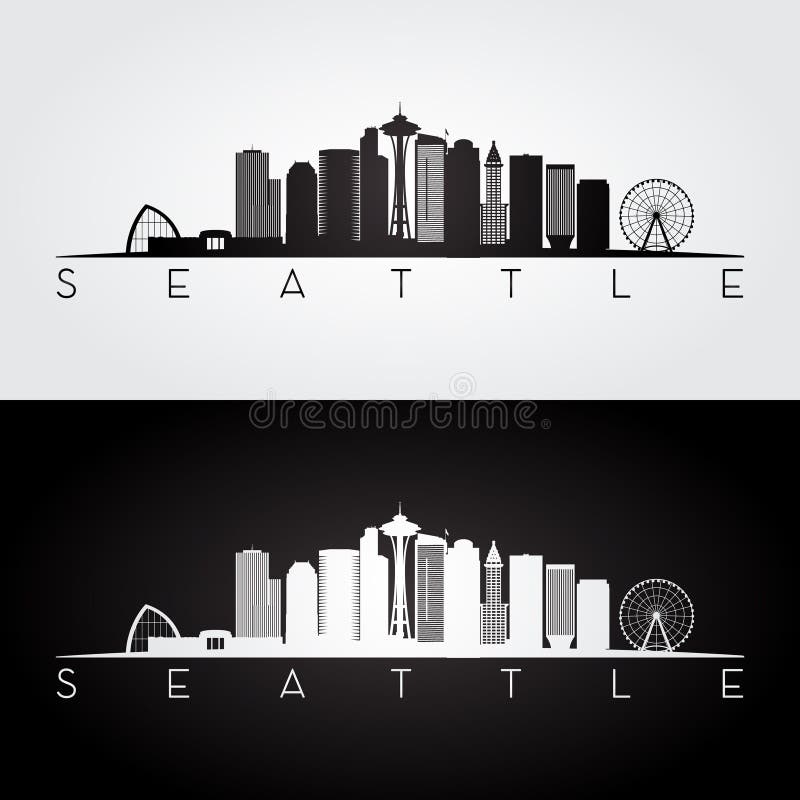 Seattle skyline silhouette stock vector. Illustration of horizon - 82716312