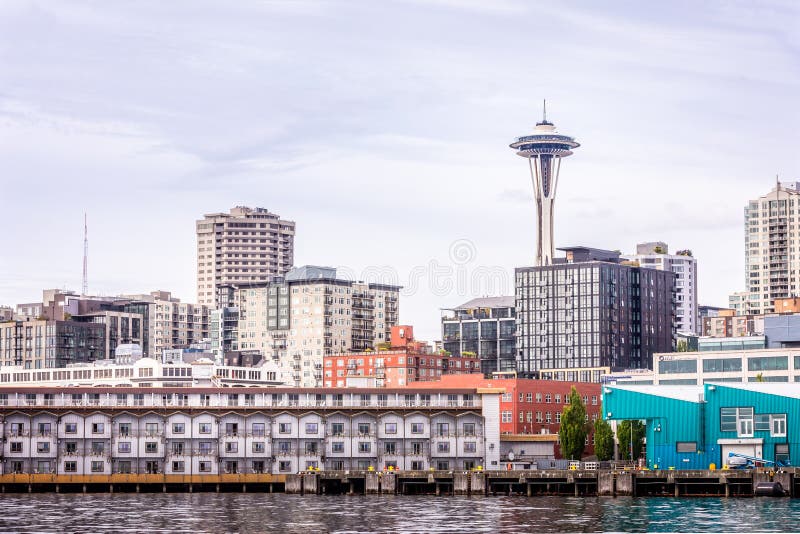 Seattle Skyline with the Space Needle Seen from the Water Editorial ...