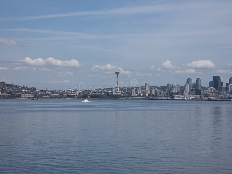 Seattle Skyline in Summer Months with Cloud Cover Stock Photo - Image ...