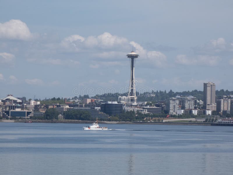 Seattle Skyline in Summer Months with Cloud Cover Editorial Photo ...