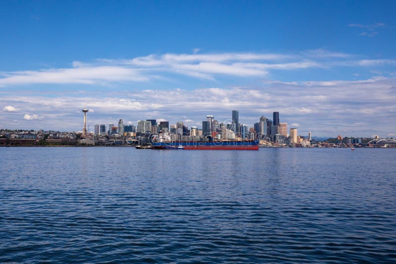 Seattle Skyline with Lake Union during Summer Sunset. View from Seattle ...
