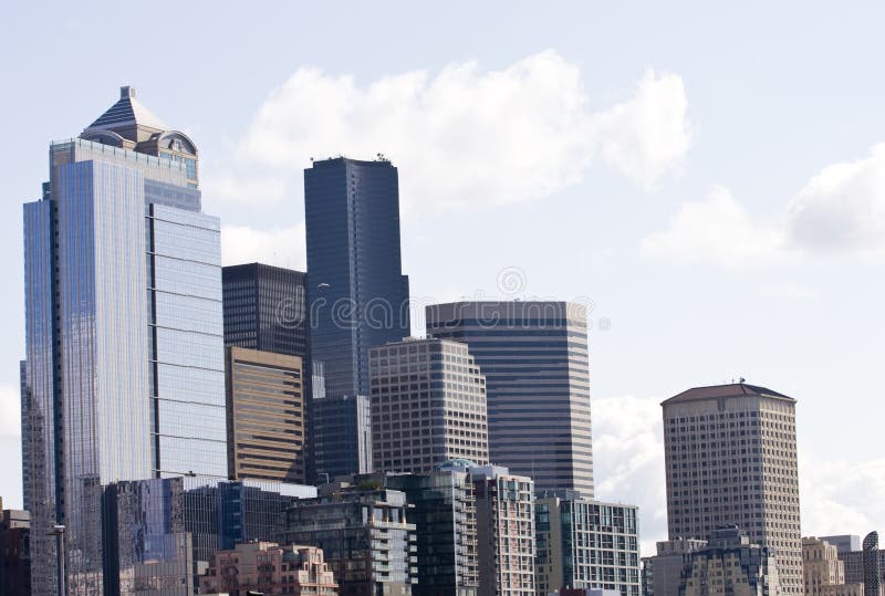 Seattle Skyline on Sunny Day Stock Photo - Image of city, windows: 6964944