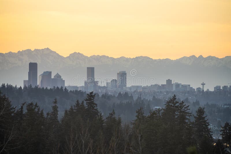 Seattle Skyline stock image. Image of northwest, center - 216664973