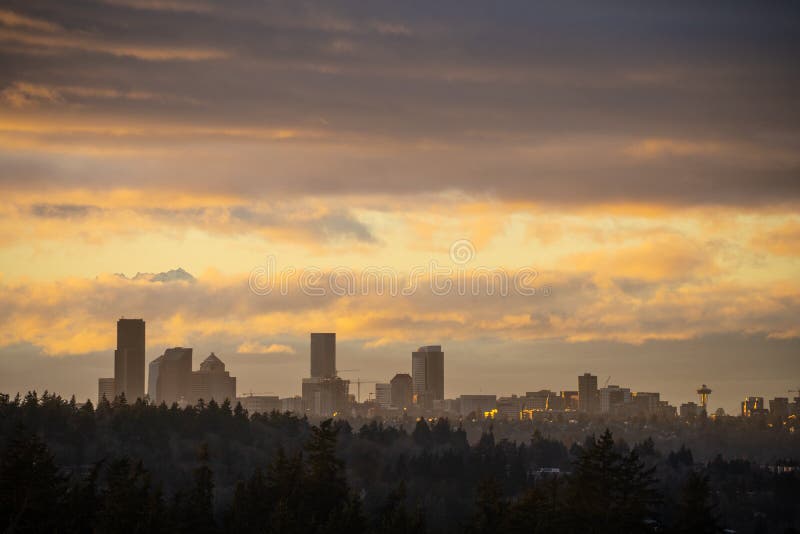 Seattle Skyline stock photo. Image of cloudy, seattle - 218038230