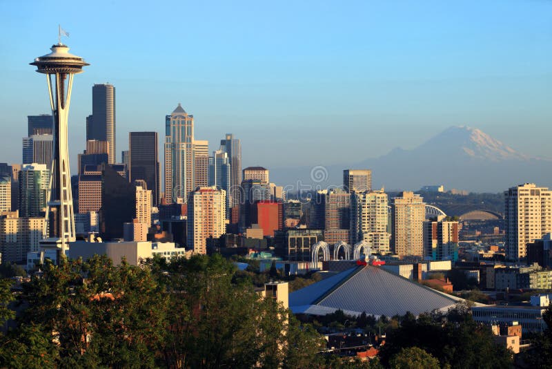 Seattle Skyline at Sunset, Washington State. Editorial Photography ...