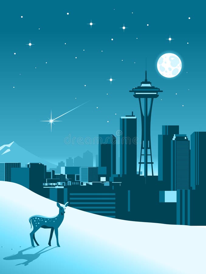 Seattle Skyline stock illustration. Illustration of city - 97477687