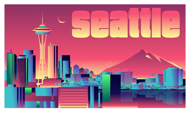 Seattle Skyline stock illustration. Illustration of travel - 97477726
