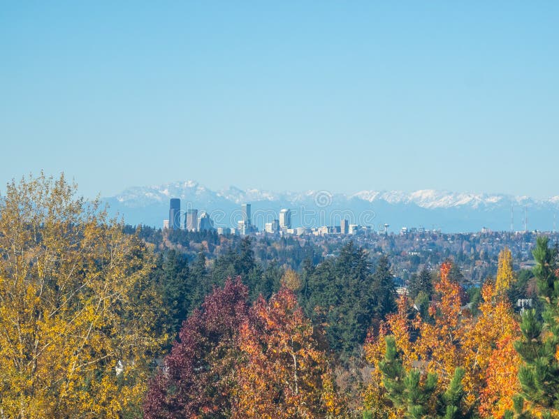 Seattle Skyline stock image. Image of evening, skyline - 210757823