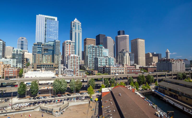 Seattle skyline editorial stock photo. Image of cityscape - 42946428