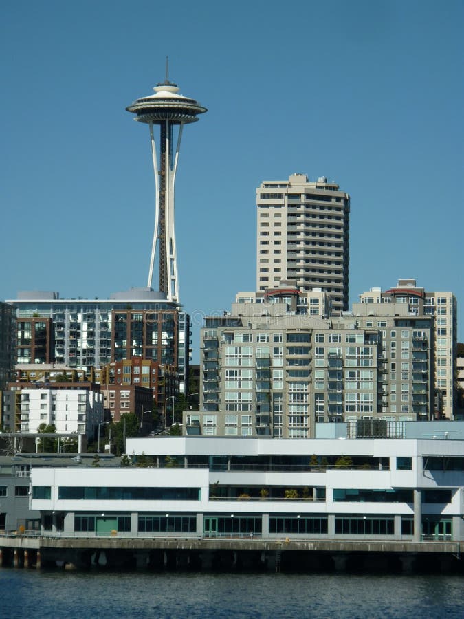 Seattle Skyline from the Water Stock Image - Image of highrise, pier ...
