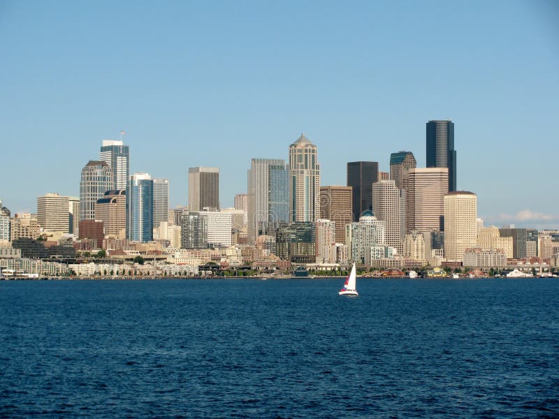 Seattle Skylines Across the Water, Washington State, USA. Stock Photo ...