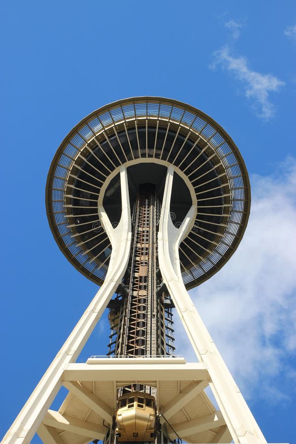 Seattle Space Needle with Elevator Stock Photo - Image of building ...