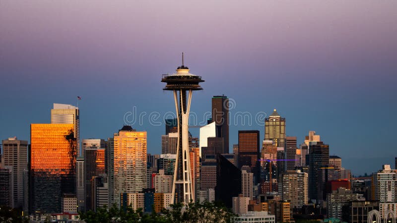 Seattle stock image. Image of skyline, evening, blue - 119931623