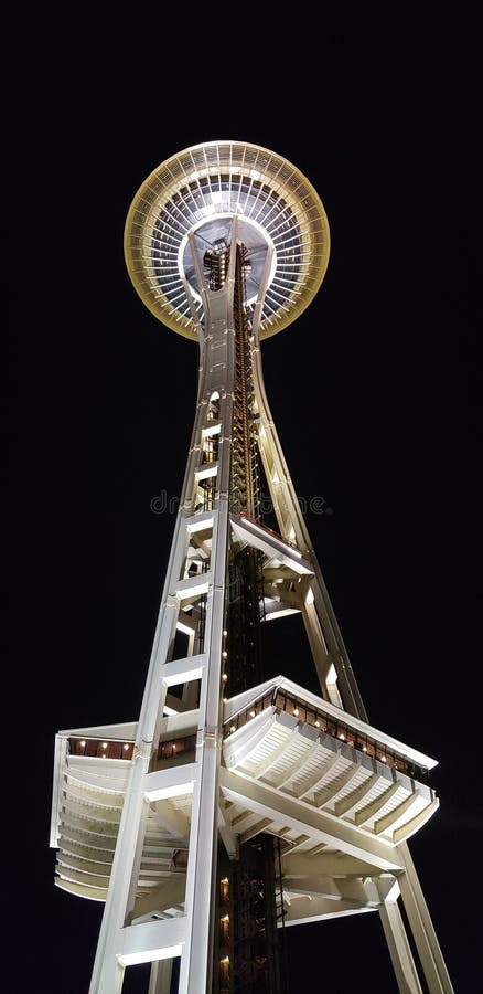Seattle Space Needle at Night Editorial Photography - Image of needle ...