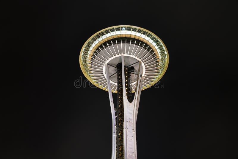 Seattle Space Needle at Night Editorial Image - Image of building ...