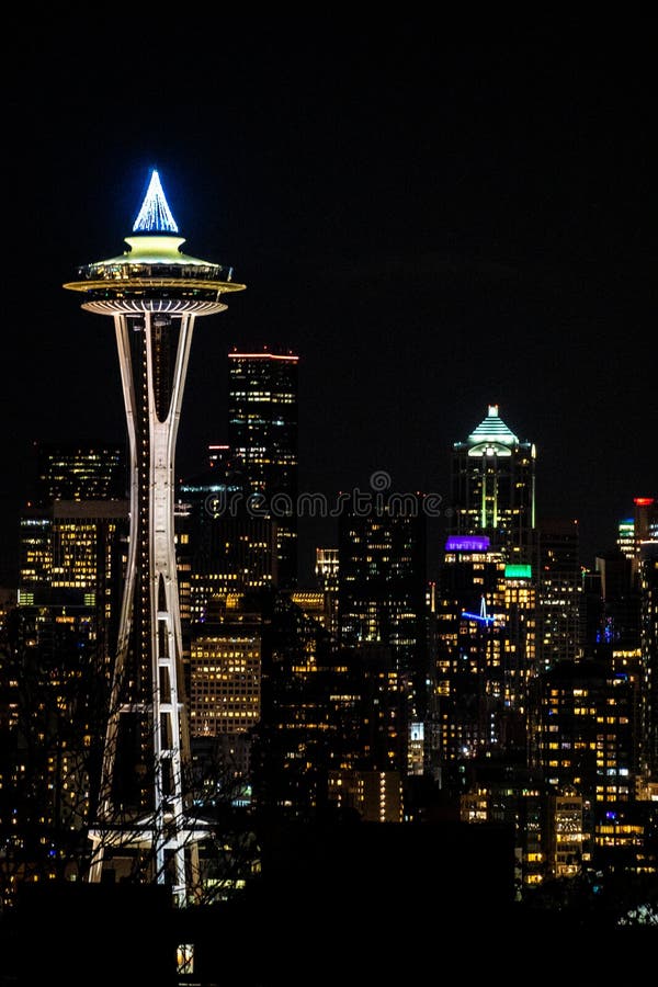 Space Needle Seattle At Night Editorial Photo - Image of tower, states ...
