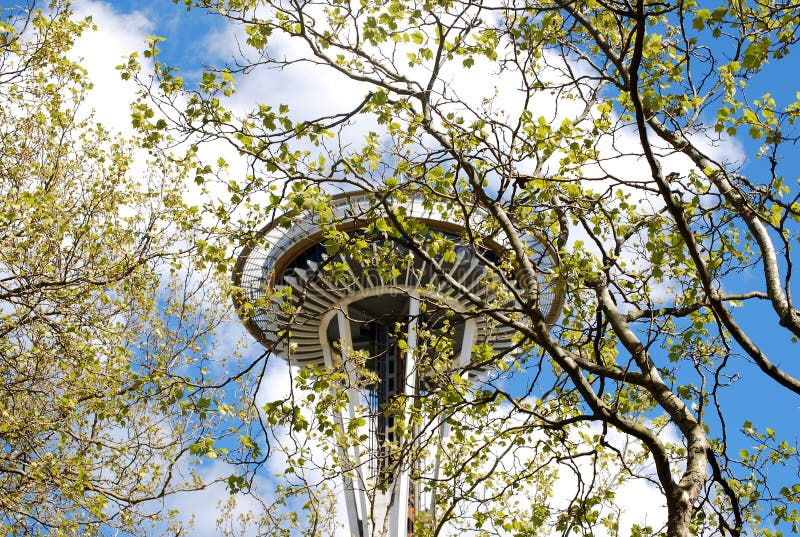 The Seattle Space Needle Seen through Trees Editorial Stock Photo ...