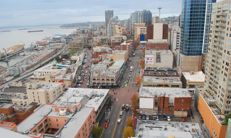 Seattle streets panorama. stock image. Image of shoot - 9683299